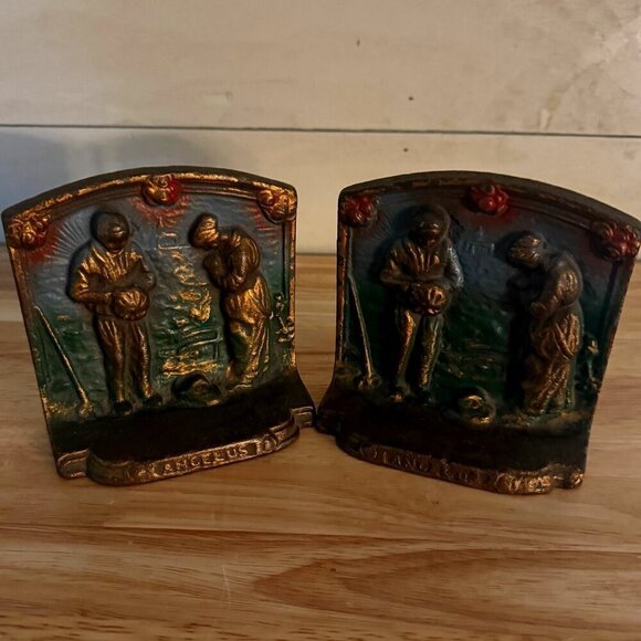 Accents | 192s Cast Iron Bookends Based On The Painting The Angelus By ...